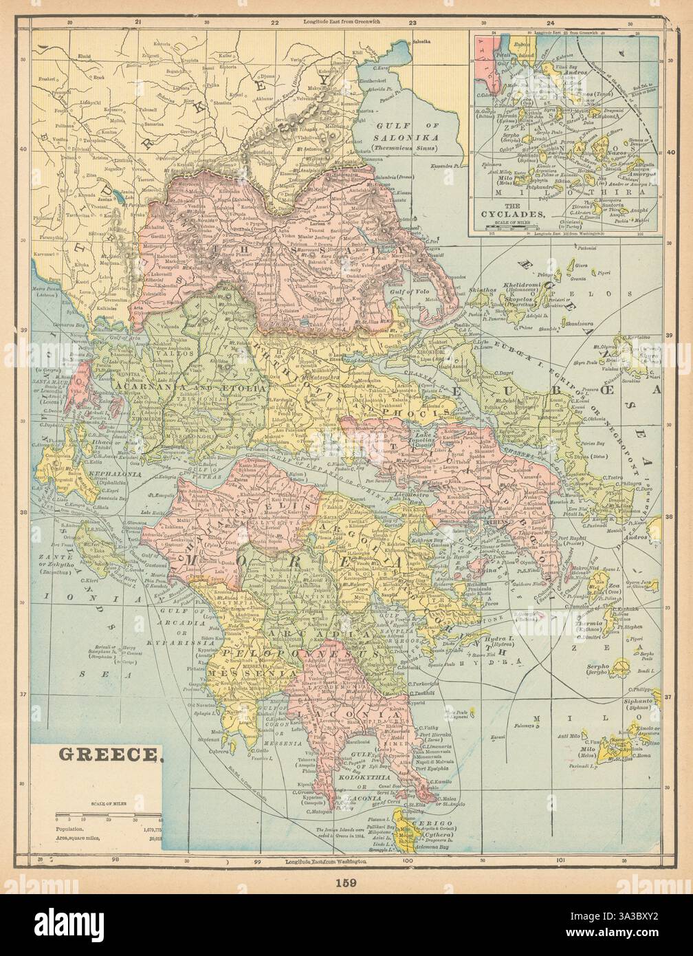 Greece. Provinces. CRAM 1894 old antique vintage map plan chart Stock ...