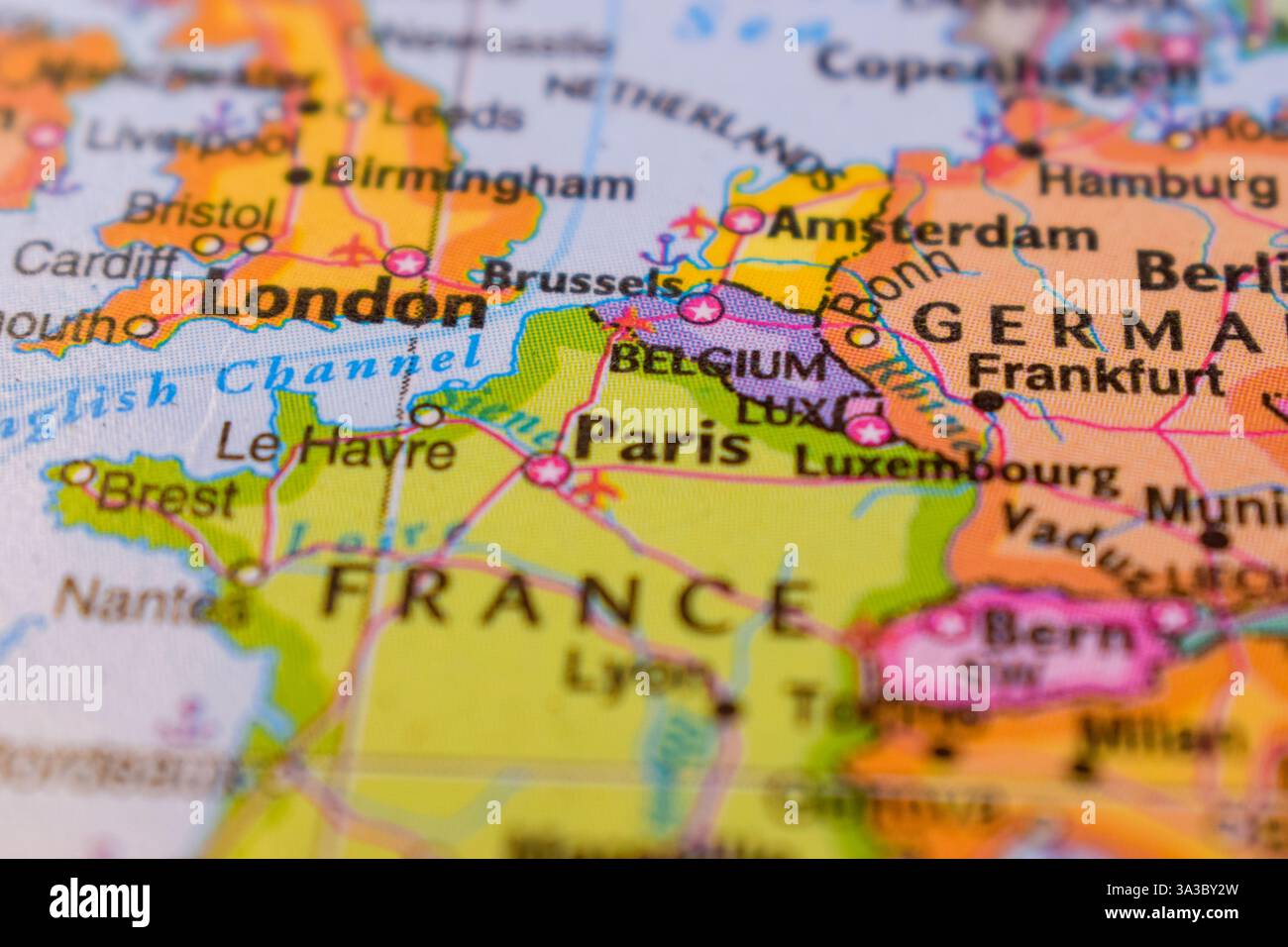 Belgium On The World Map-Geo Political Map Stock Photo - Alamy
