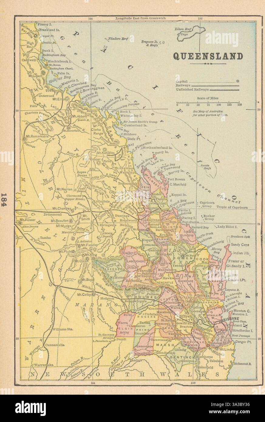 Queensland. Australia. CRAM 1894 old antique vintage map plan chart ...