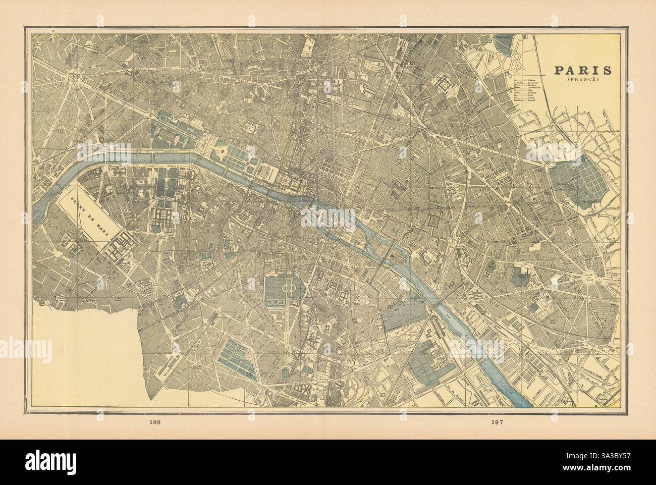 Paris town city plan. France. CRAM 1894 old antique vintage map chart ...
