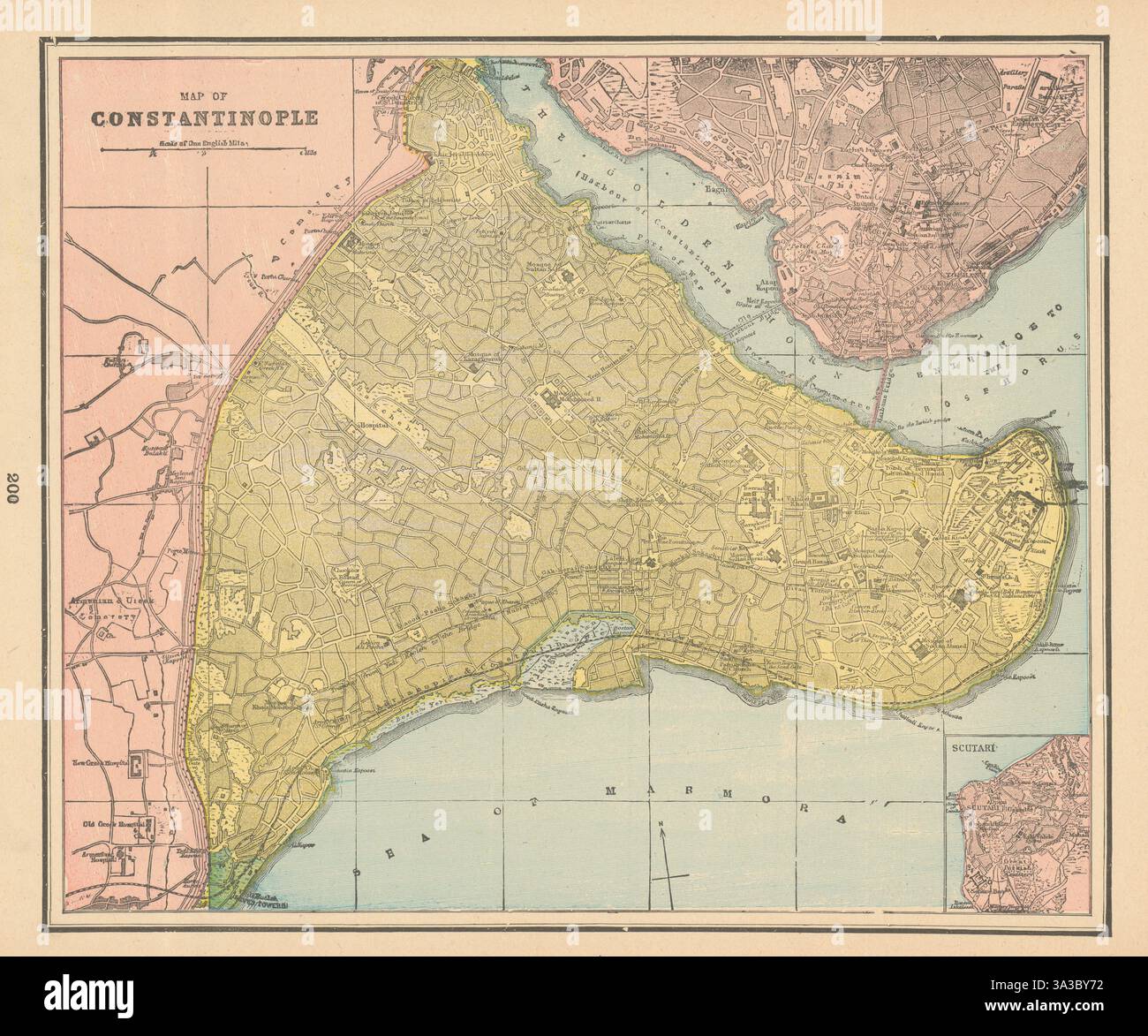 Map of Constantinople town city plan. Turkey. CRAM 1894 old antique ...