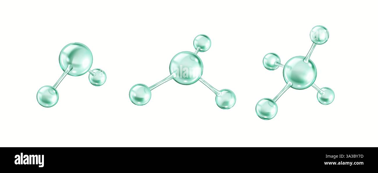 Collagen molecules form chemical bonds realistic color icons set ...