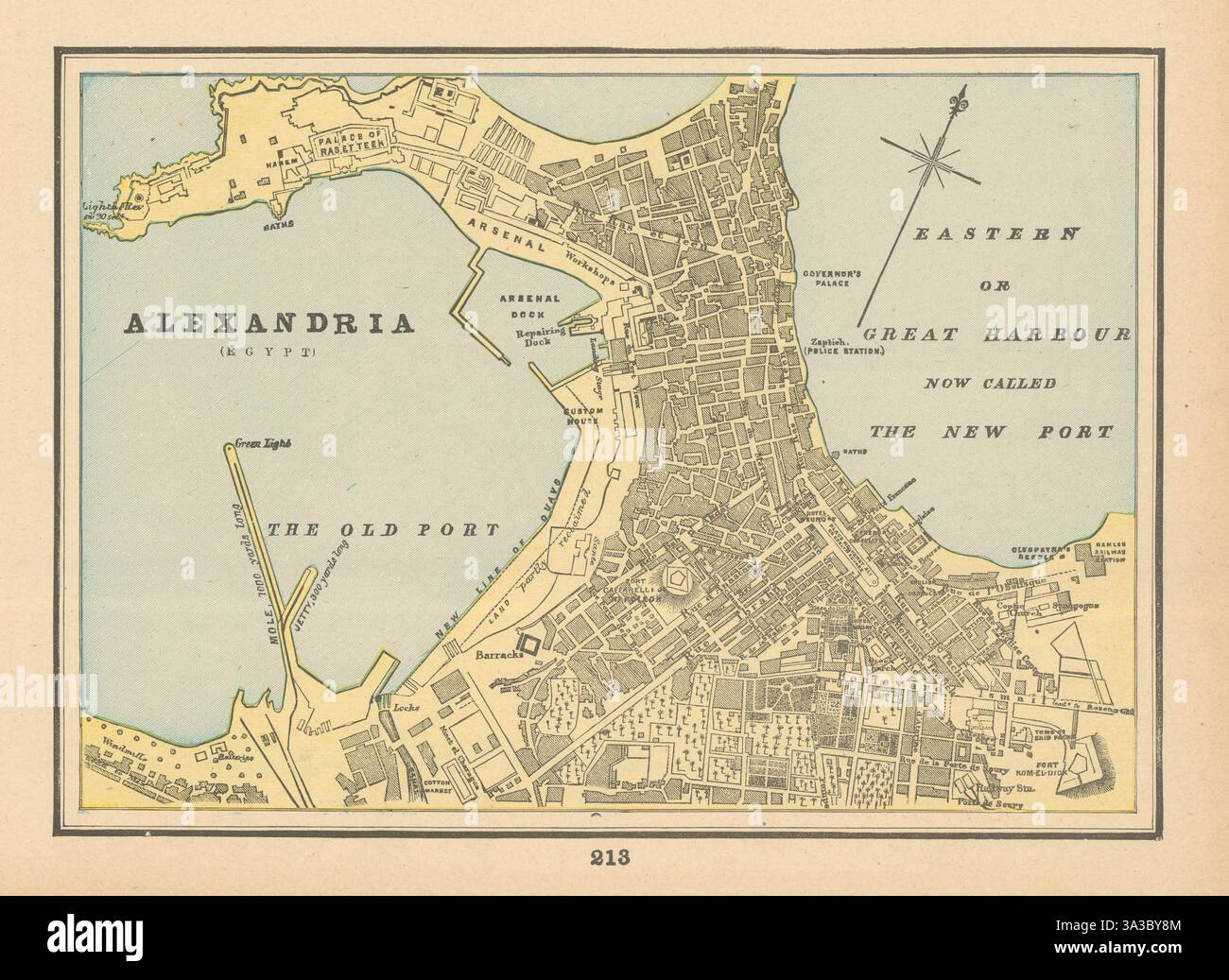 Alexandria town city plan. Egypt. CRAM 1894 old antique vintage map ...