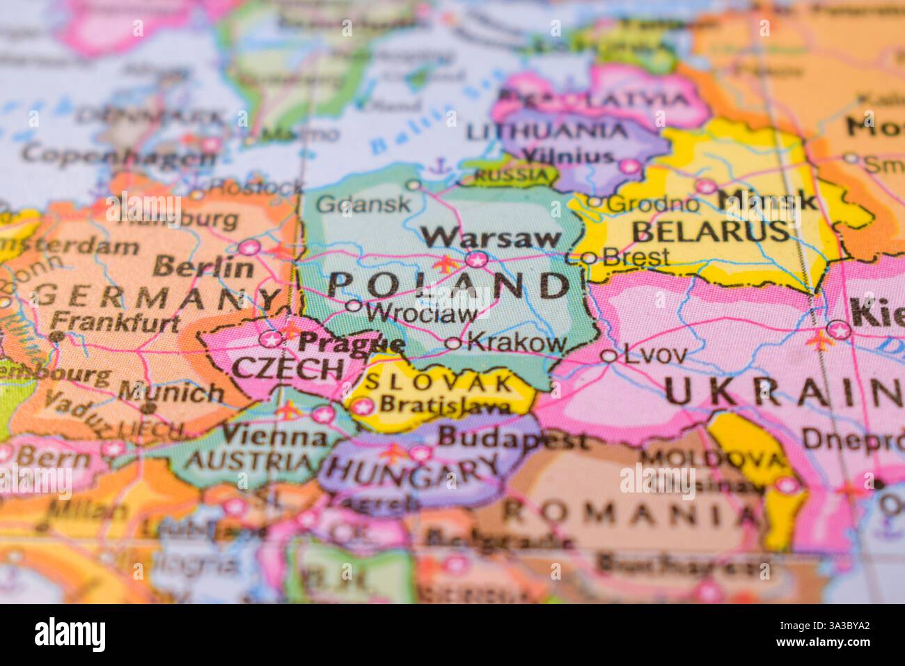 Poland On The World Map-Geo Political Map Stock Photo - Alamy