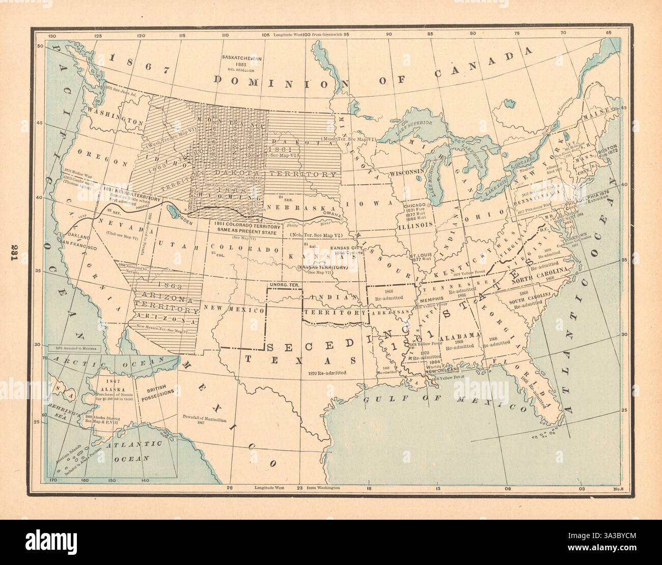 United States Historical VIII. Peace 1865-1895. CRAM 1894 old antique ...