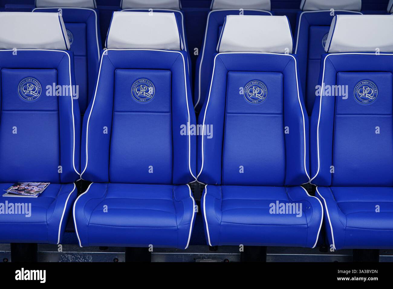 View of QPR bench ahead of the Sky Bet Championship match Queens Park ...