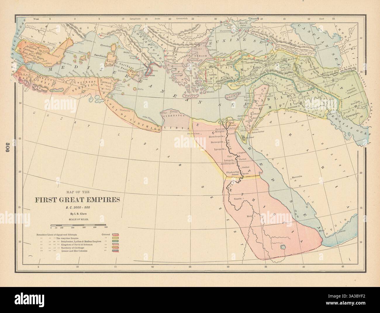 The First Great Empires 3000-500 BC. Mediterranean & Middle East. CLARE 1894 map Stock Photo - Alamy
