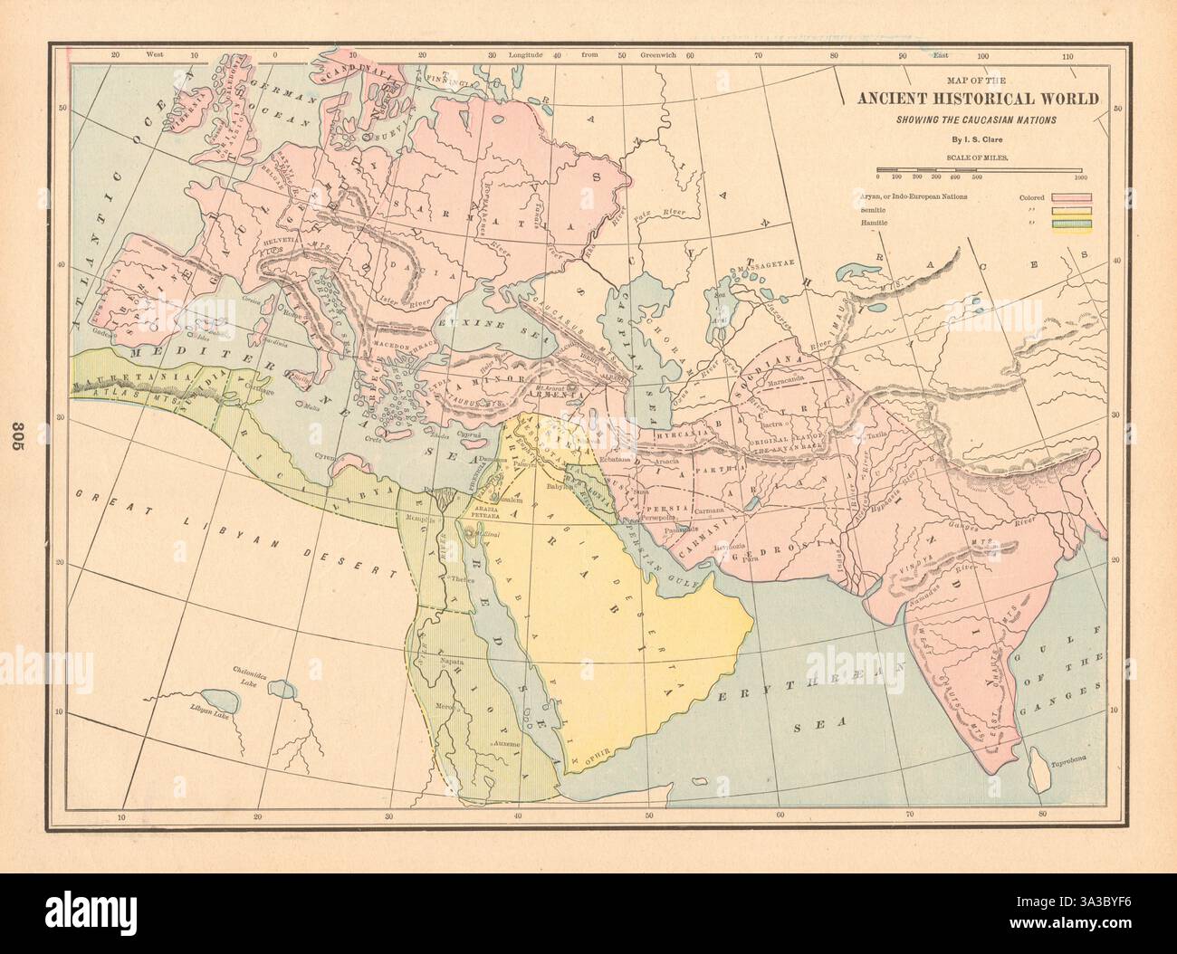 Ancient Historical World. Caucasian Nations Aryan Semitic Hamitic CLARE ...