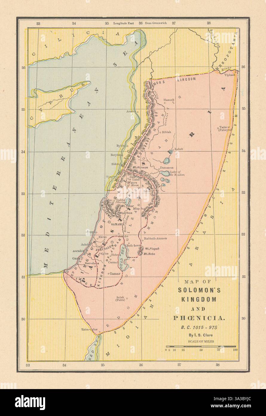 Map of Solomon's Kingdom and Phoenicia, BC 1015- 975. Israel. CLARE ...