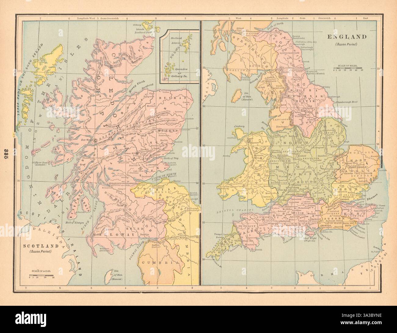 England & Scotland during the Saxon period. Great Britain. CRAM 1894 ...