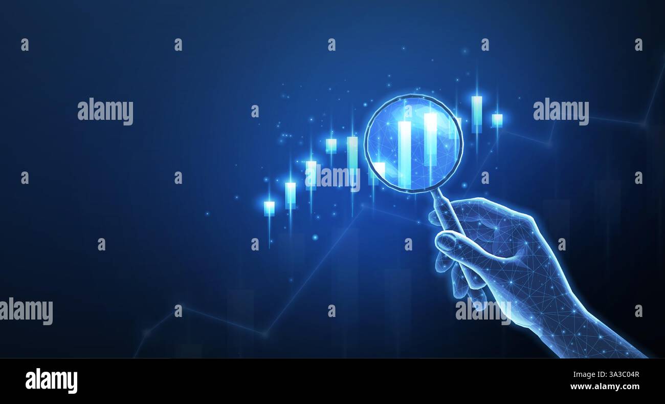 Financial chart magnifying glass Stock Vector Images - Alamy