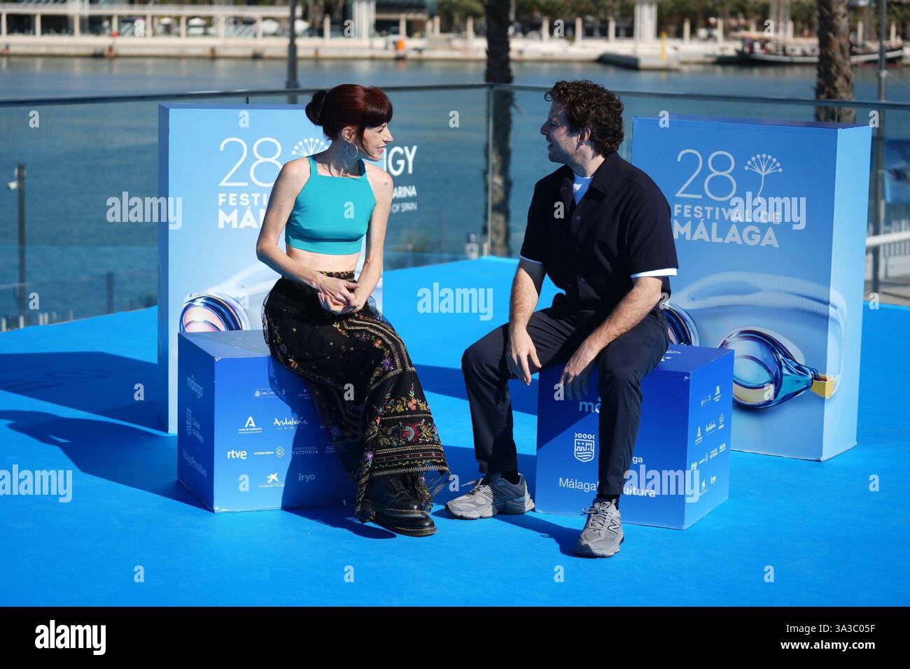 Madrid, Spain. 15th Mar, 2025. Actors Álvaro Cervantes and Miriam Garlo ...