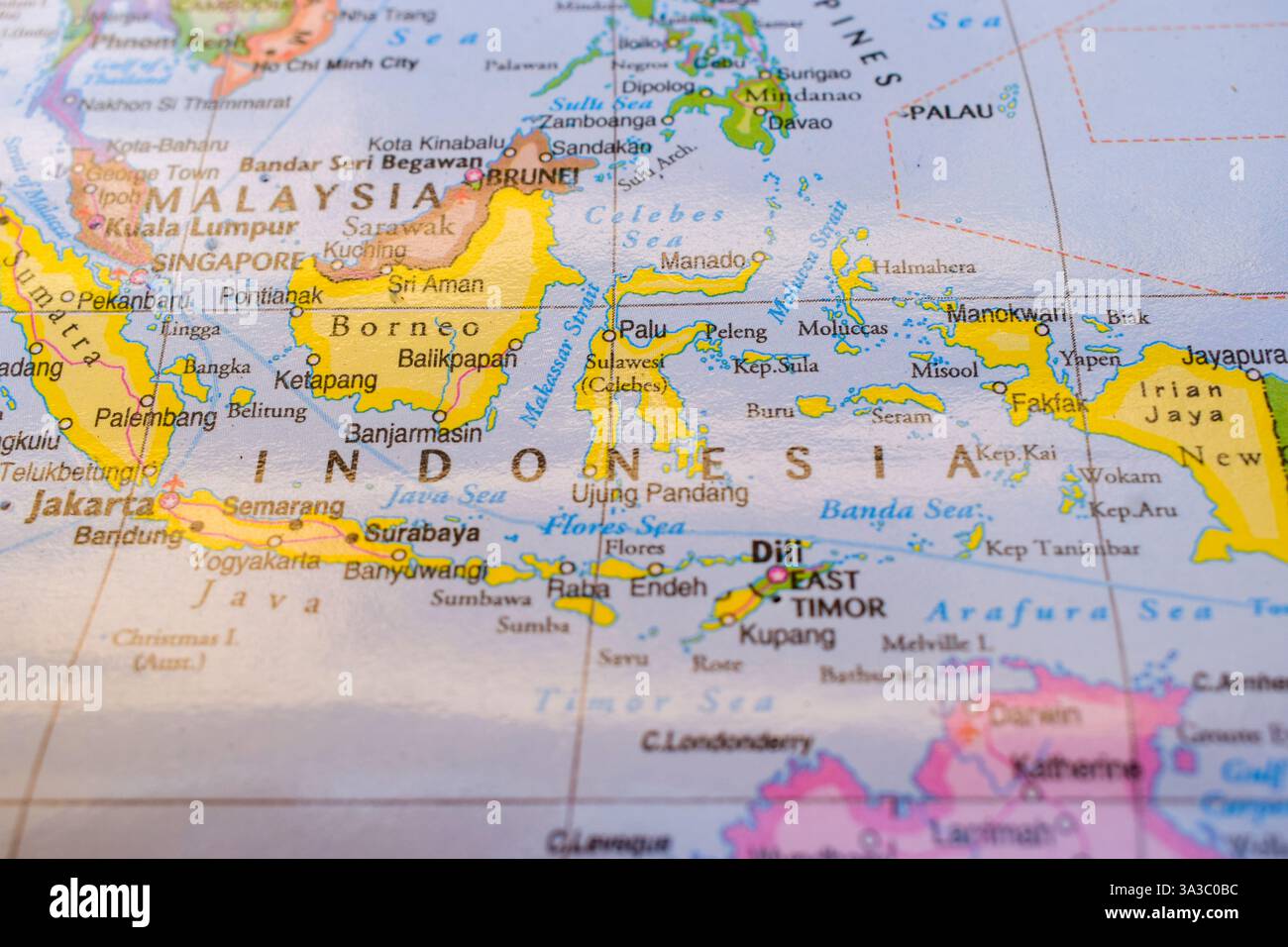 Indonesia On The World Map-Geo Political Map Stock Photo - Alamy