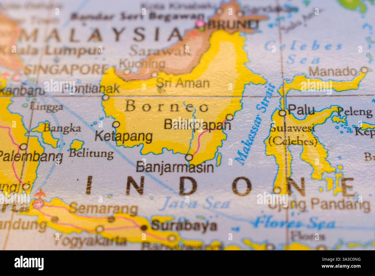 Balikpapan On The World Map-Geo Political Map Stock Photo - Alamy