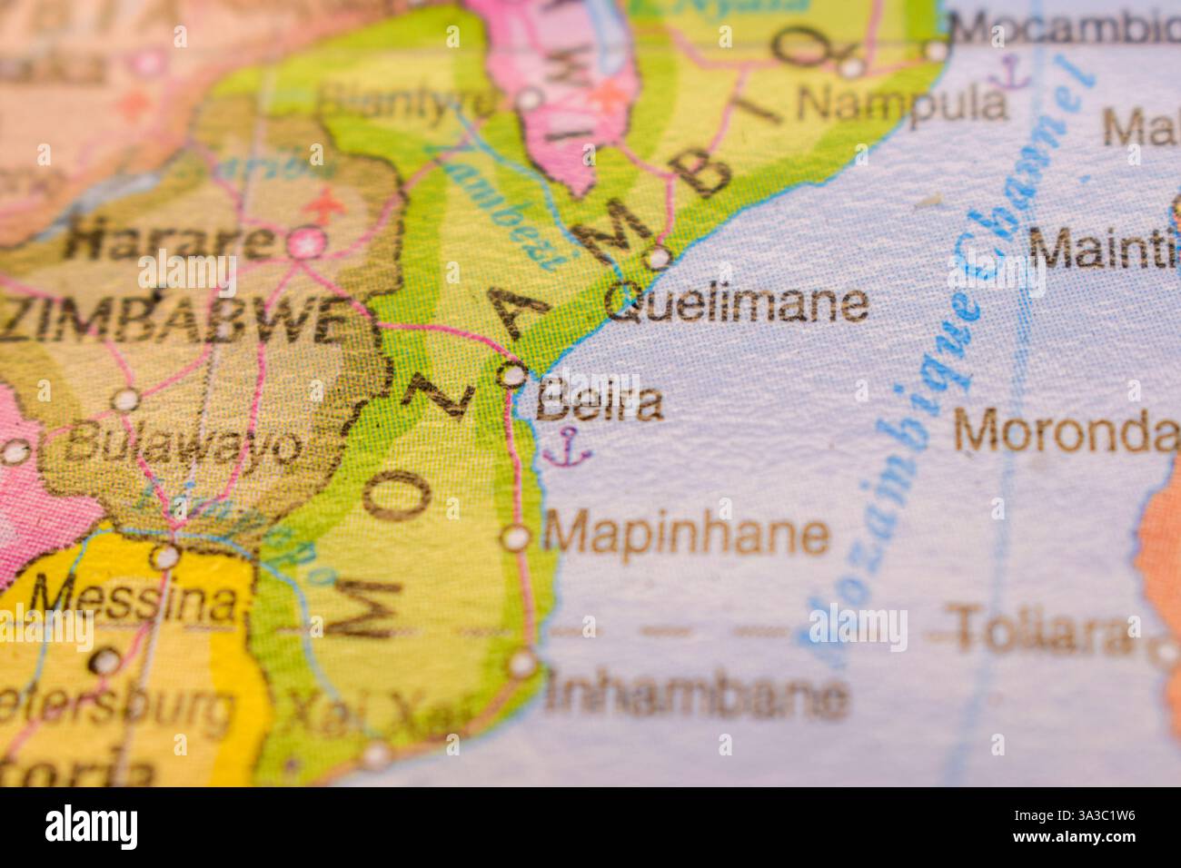 Beira On The World Map-Geo Political Map Stock Photo - Alamy