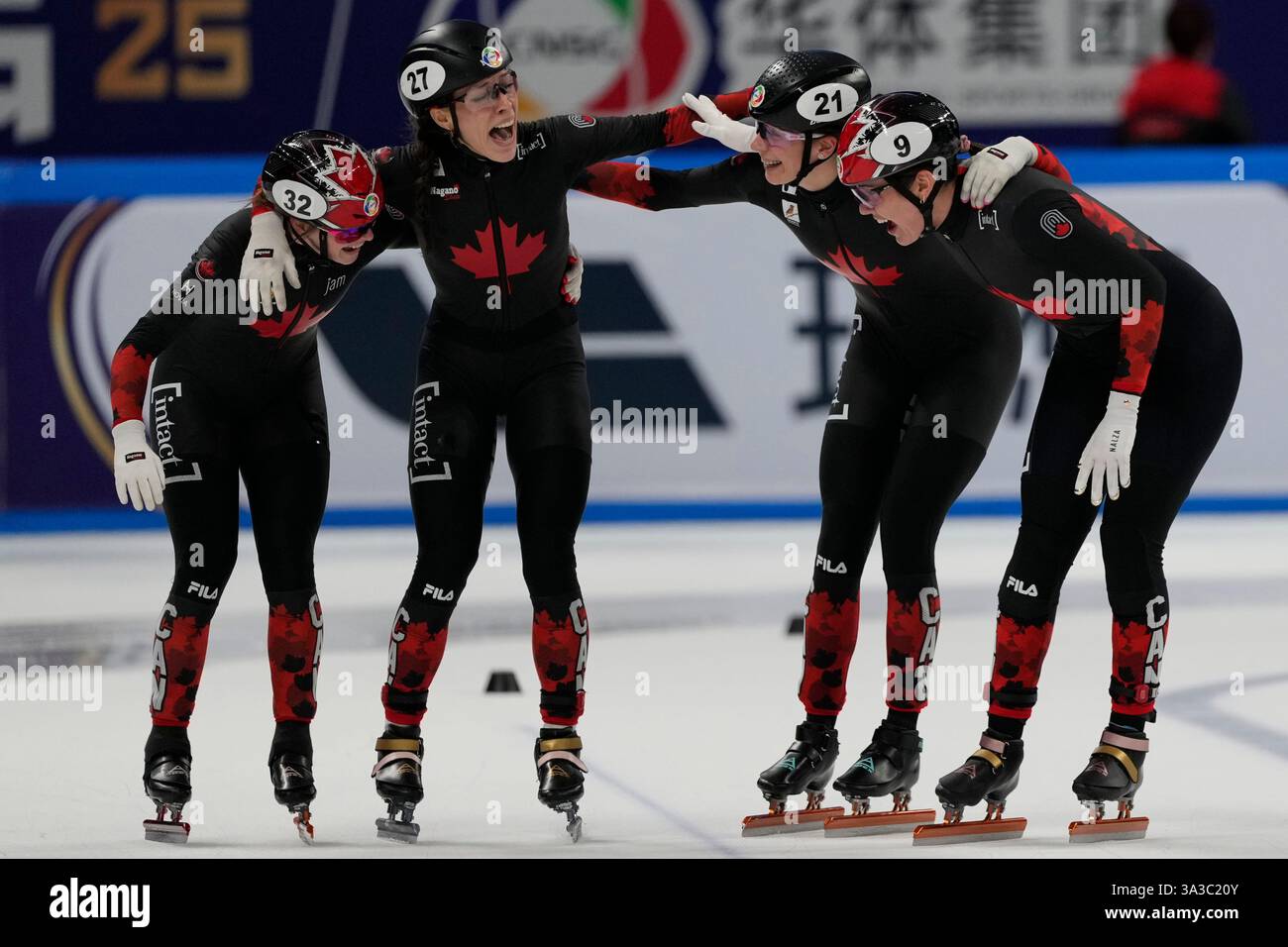 From left Team Canada's Kim Boutin, Florence Brunelle, Rikki Doak and ...