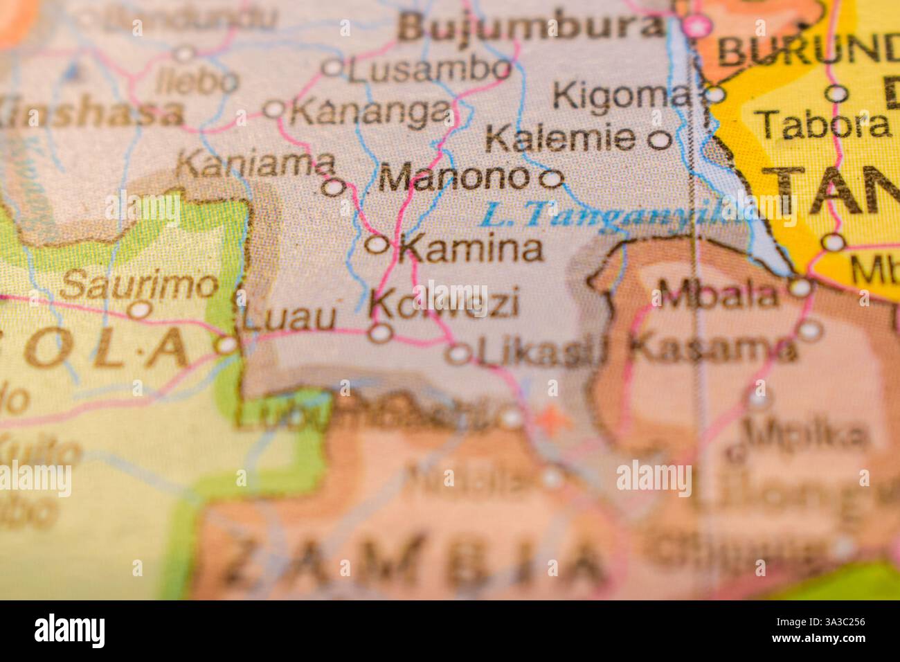 Manono On The World Map-Geo Political Map Stock Photo - Alamy