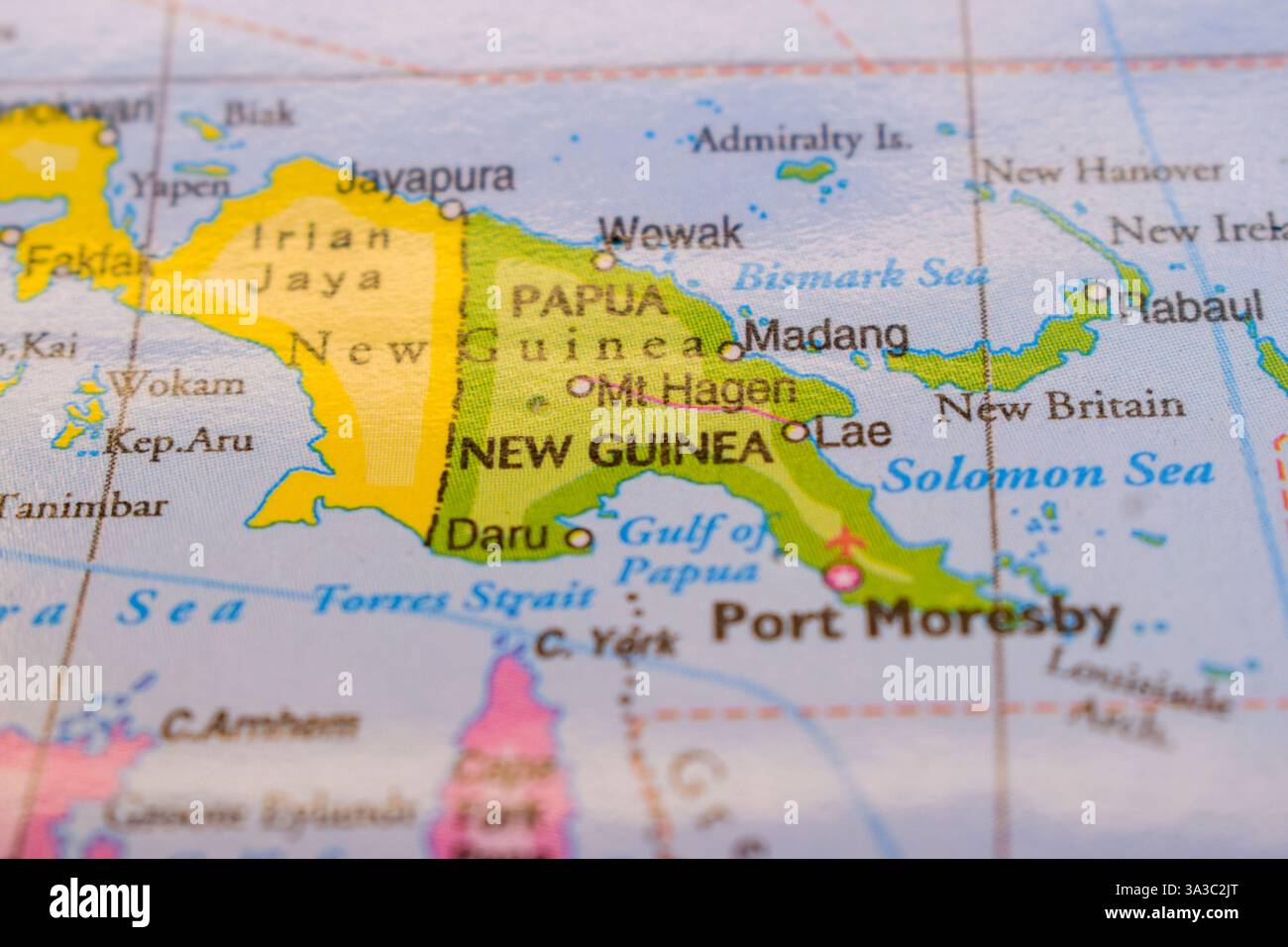 New Guinea On The World Map-Geo Political Map Stock Photo - Alamy