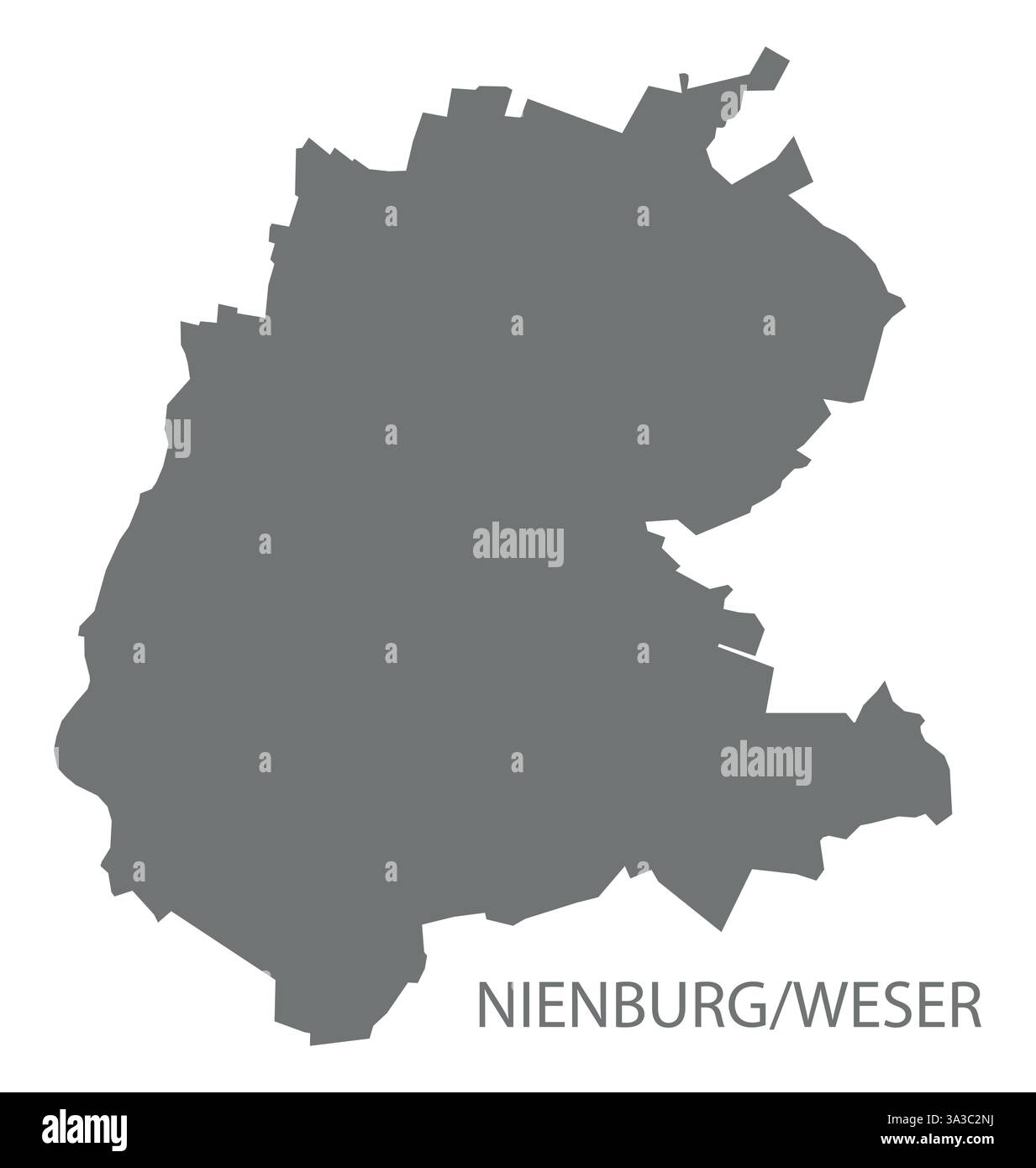 Nienburg Weser city map with boroughs grey illustration silhouette ...