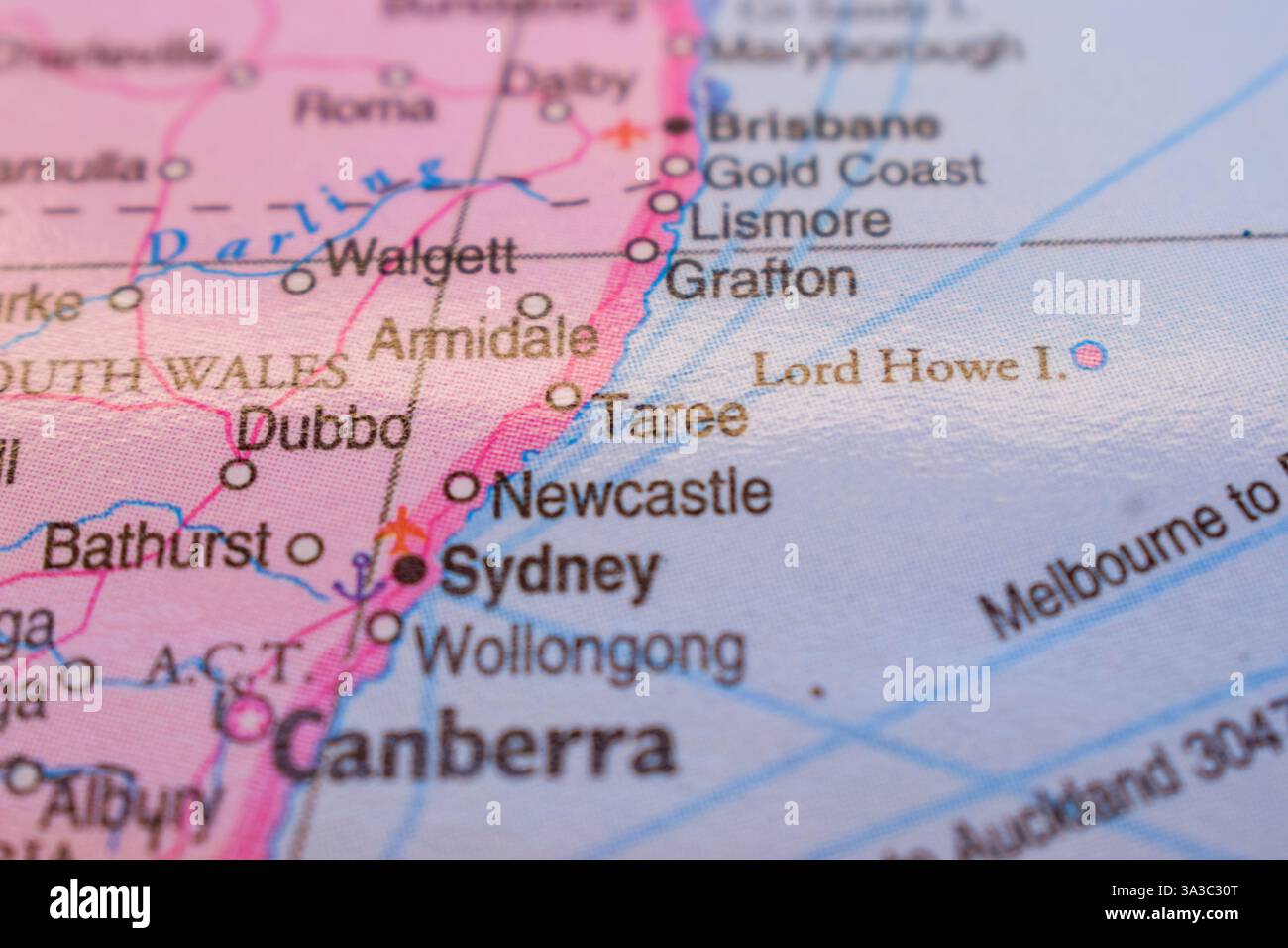 Taree On The World Map-Geo Political Map Stock Photo - Alamy