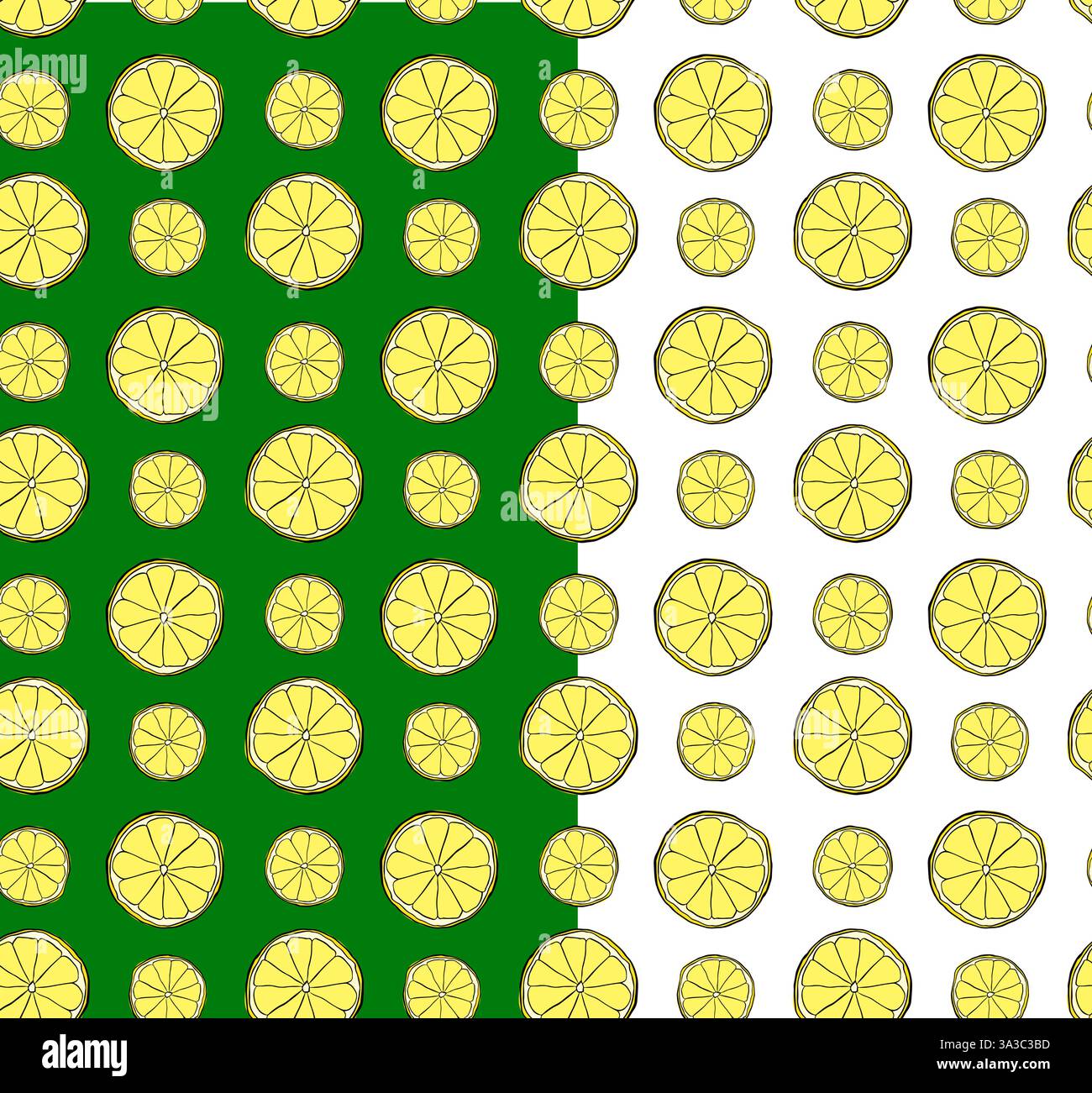 lemon slices seamless pattern on transparent background. Graphic line ...
