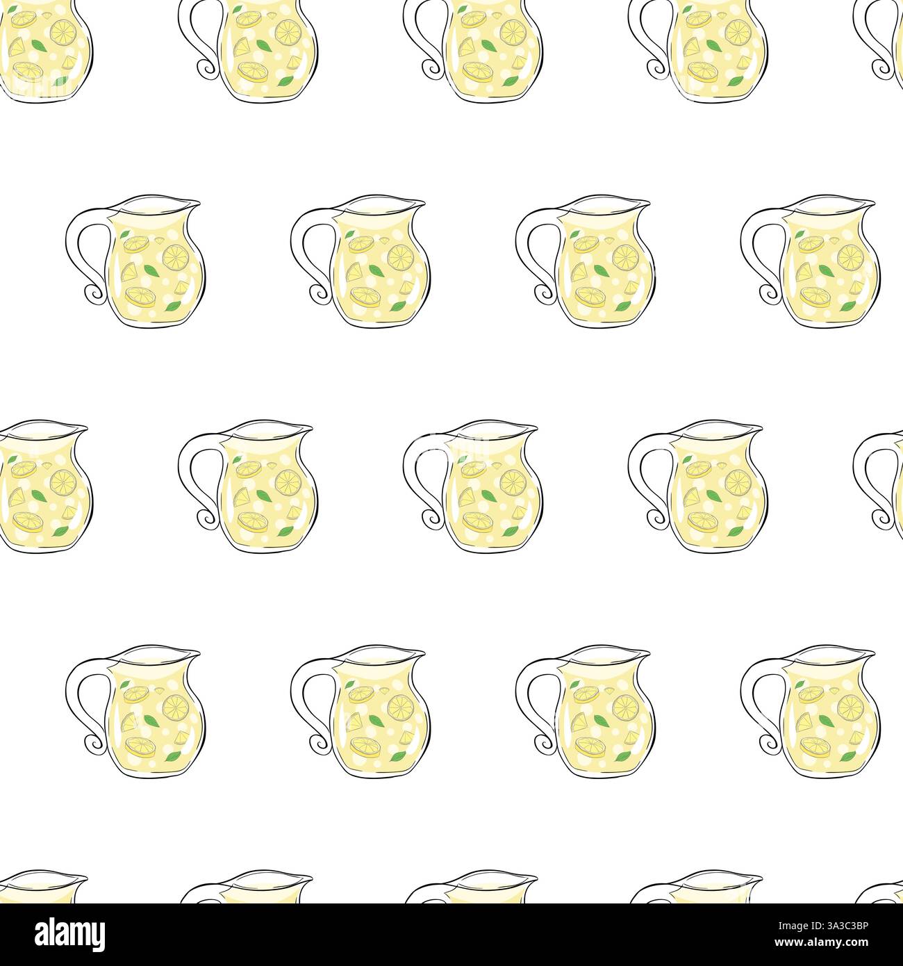 seamless pattern with lemonade. Vector graphic line ink illustration ...
