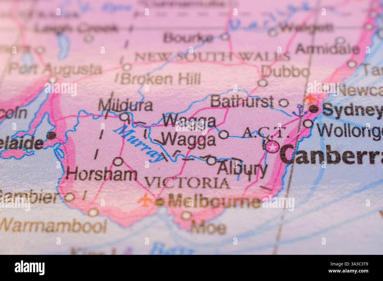 Wagga On The World Map-Geo Political Map Stock Photo - Alamy