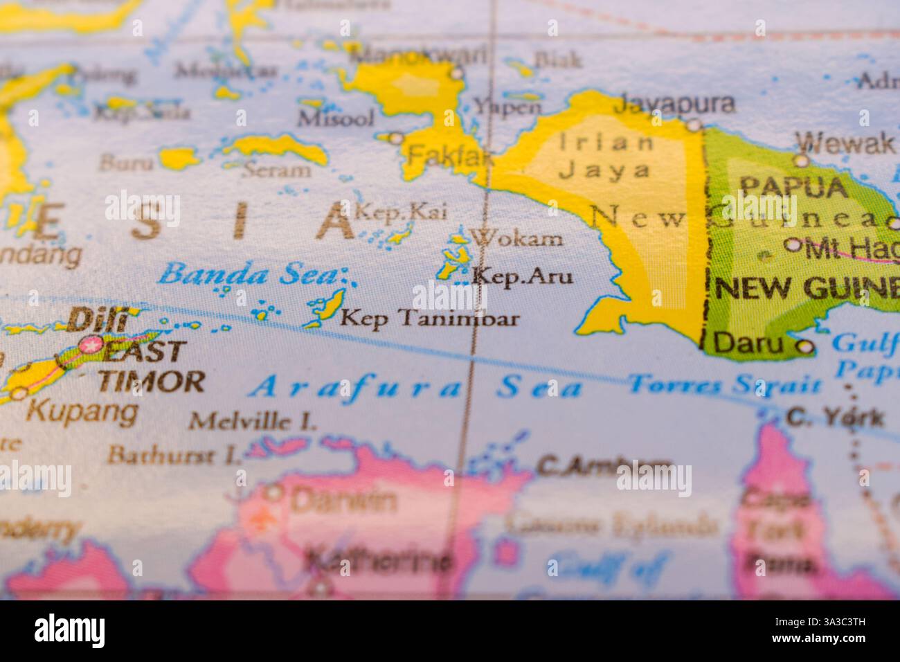 Kep Tanimbar On The World Map-Geo Political Map Stock Photo - Alamy