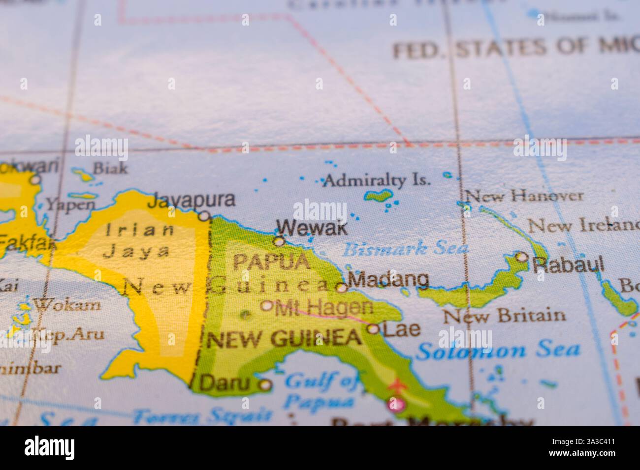 Wewak On The World Map-Geo Political Map Stock Photo - Alamy