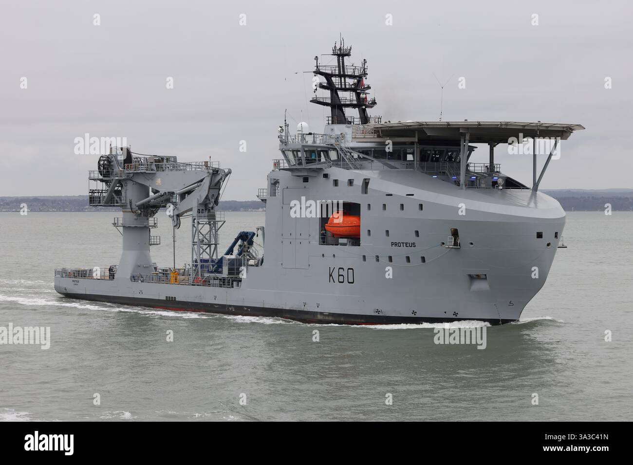The multi role surveillance ship RFA PROTEUS (K60) approaching the ...