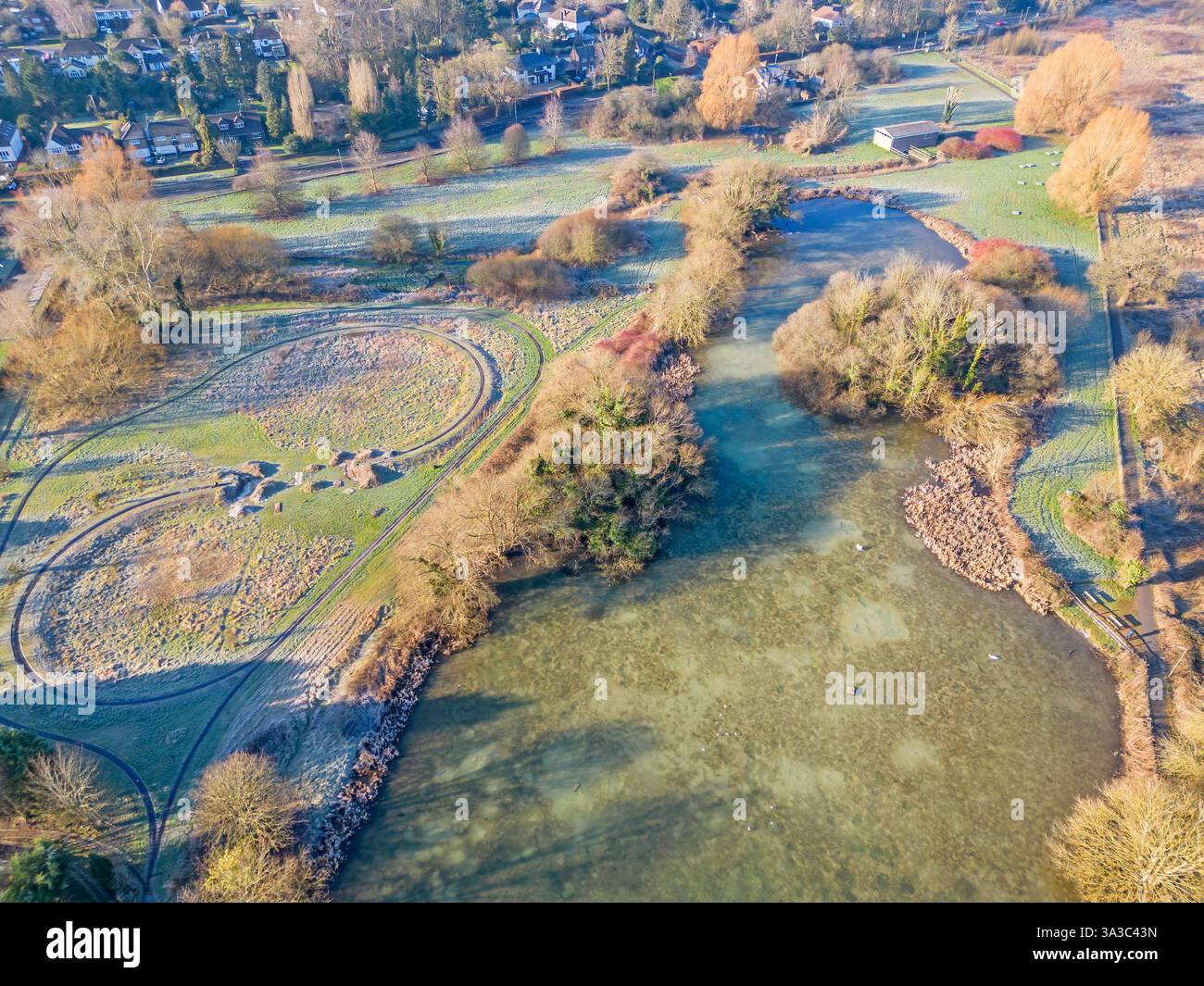 aerial view of leatherhead lake fetcham mill pond in surrey Stock Photo ...