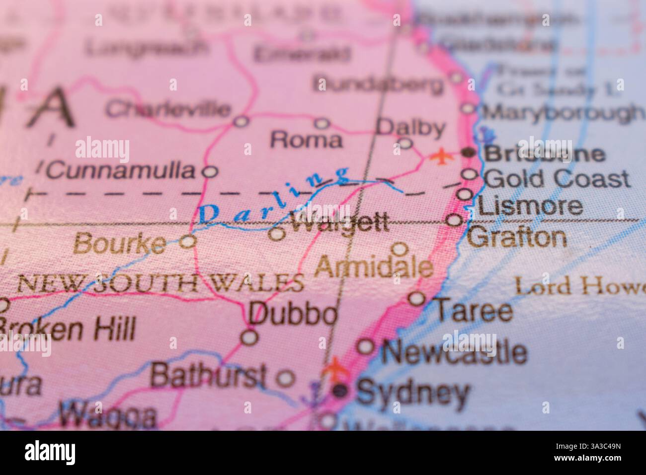 Walgett On The World Map-Geo Political Map Stock Photo - Alamy