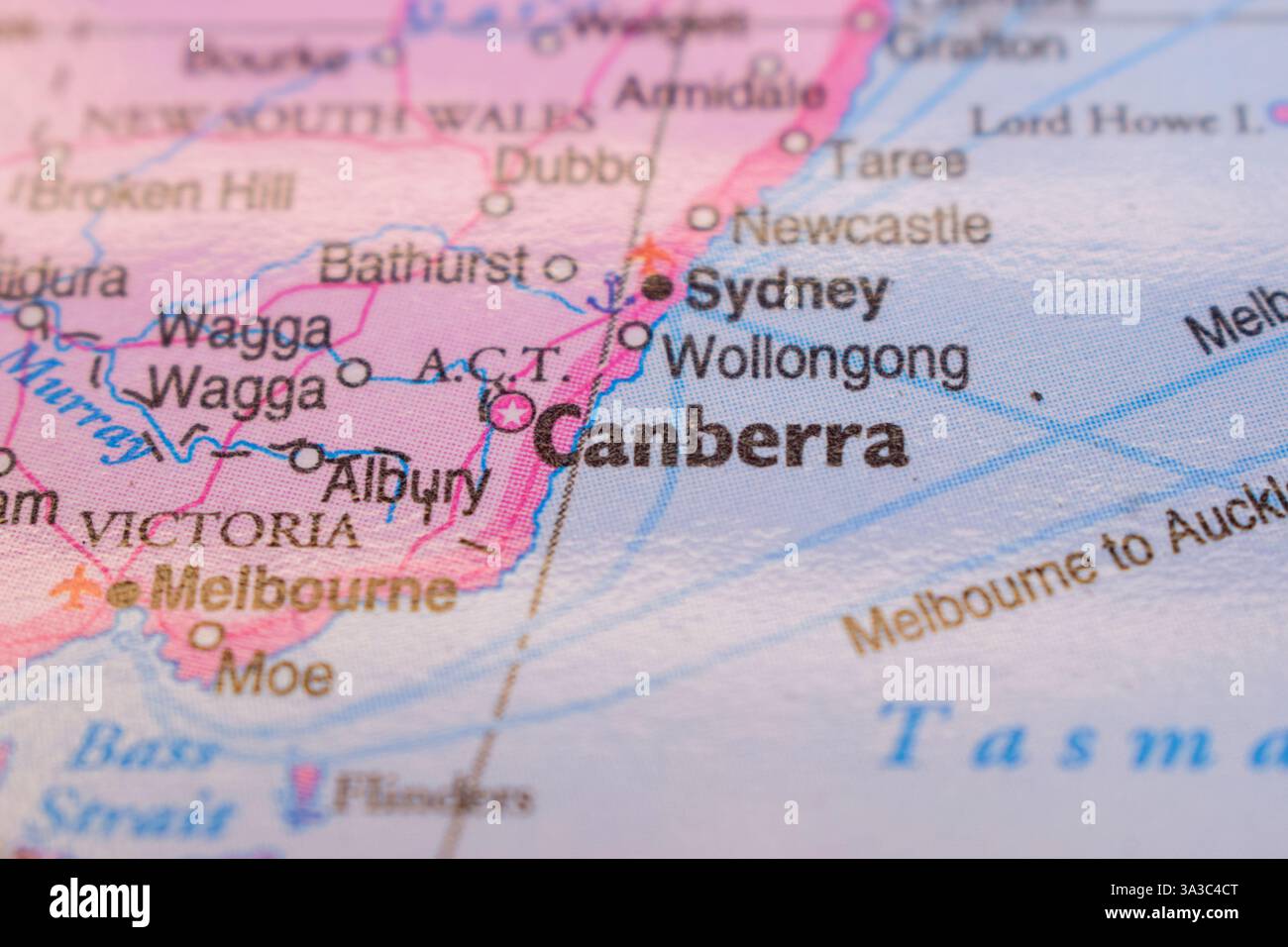Canberra On The World Map-Geo Political Map Stock Photo - Alamy