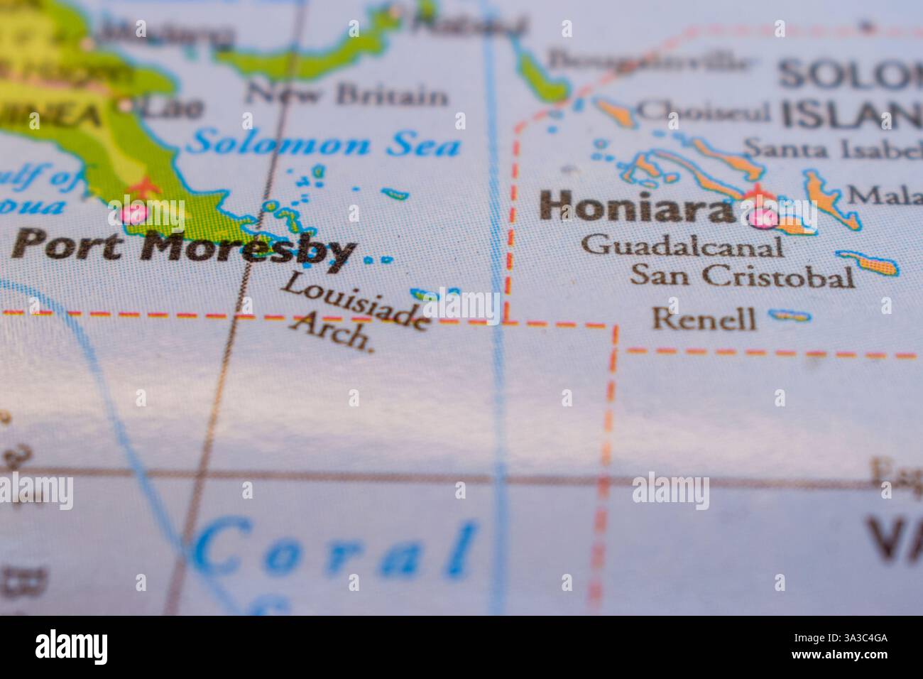 Honiara On The World Map-Geo Political Map Stock Photo - Alamy
