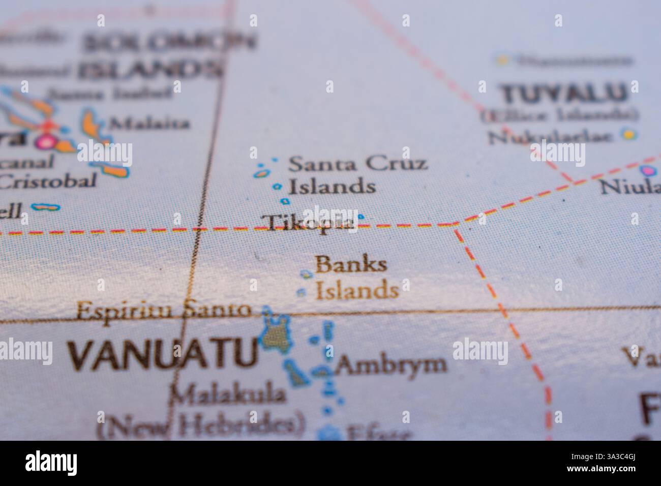Tikopia On The World Map-Geo Political Map Stock Photo - Alamy