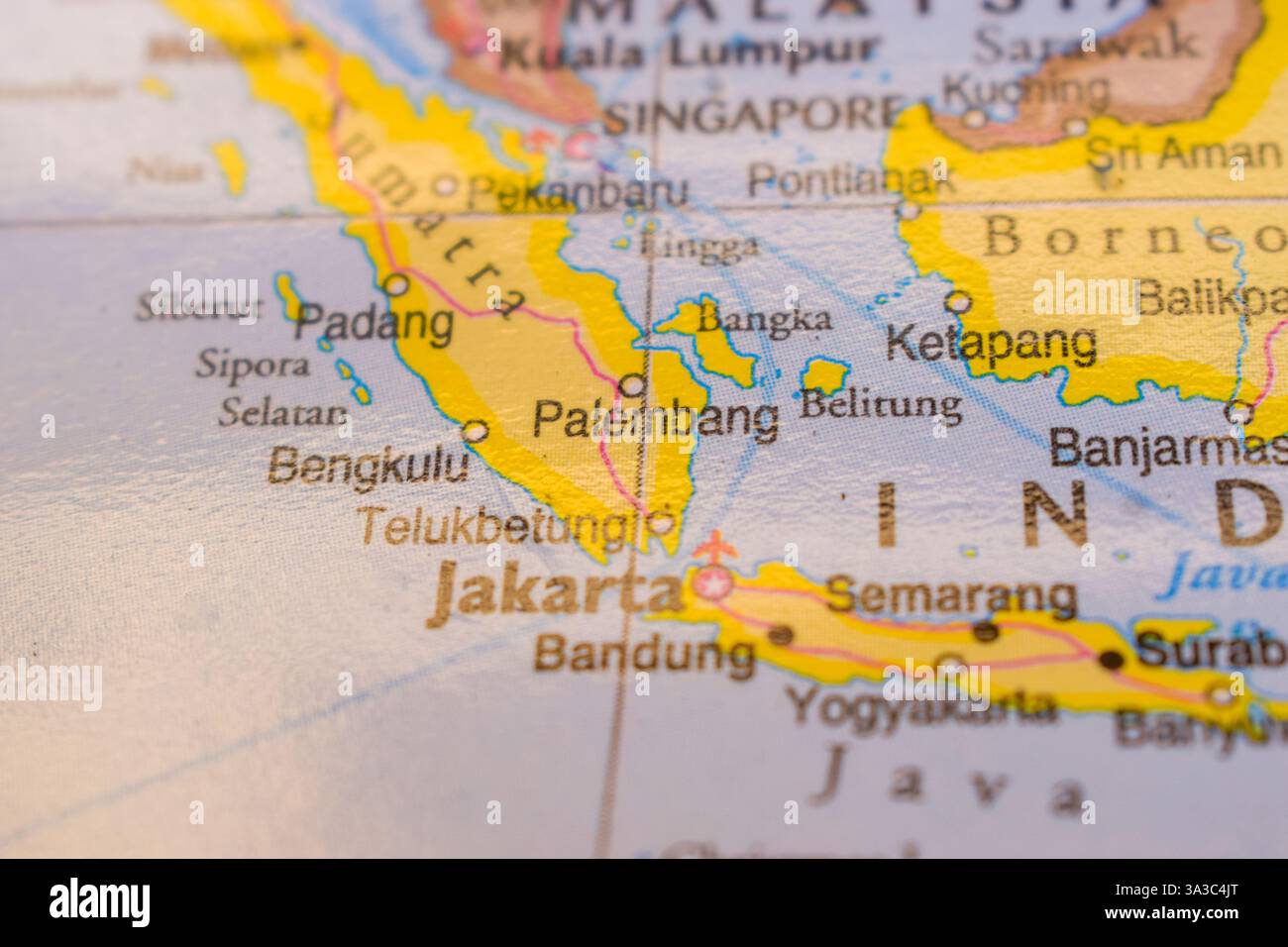 Palembang On The World Map-Geo Political Map Stock Photo - Alamy