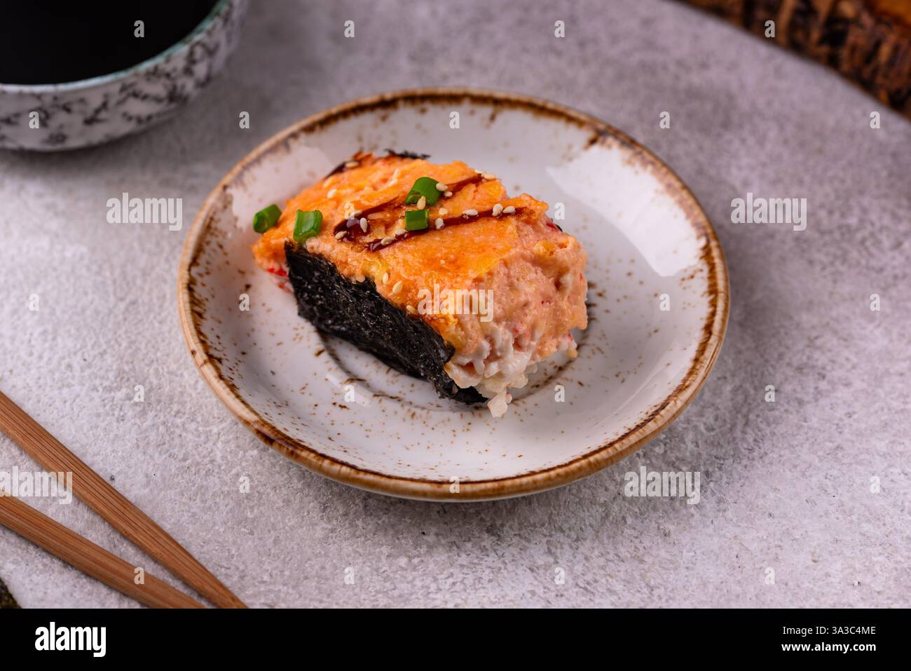 Baked sushi roll cake with crab surimi sticks Stock Photo - Alamy