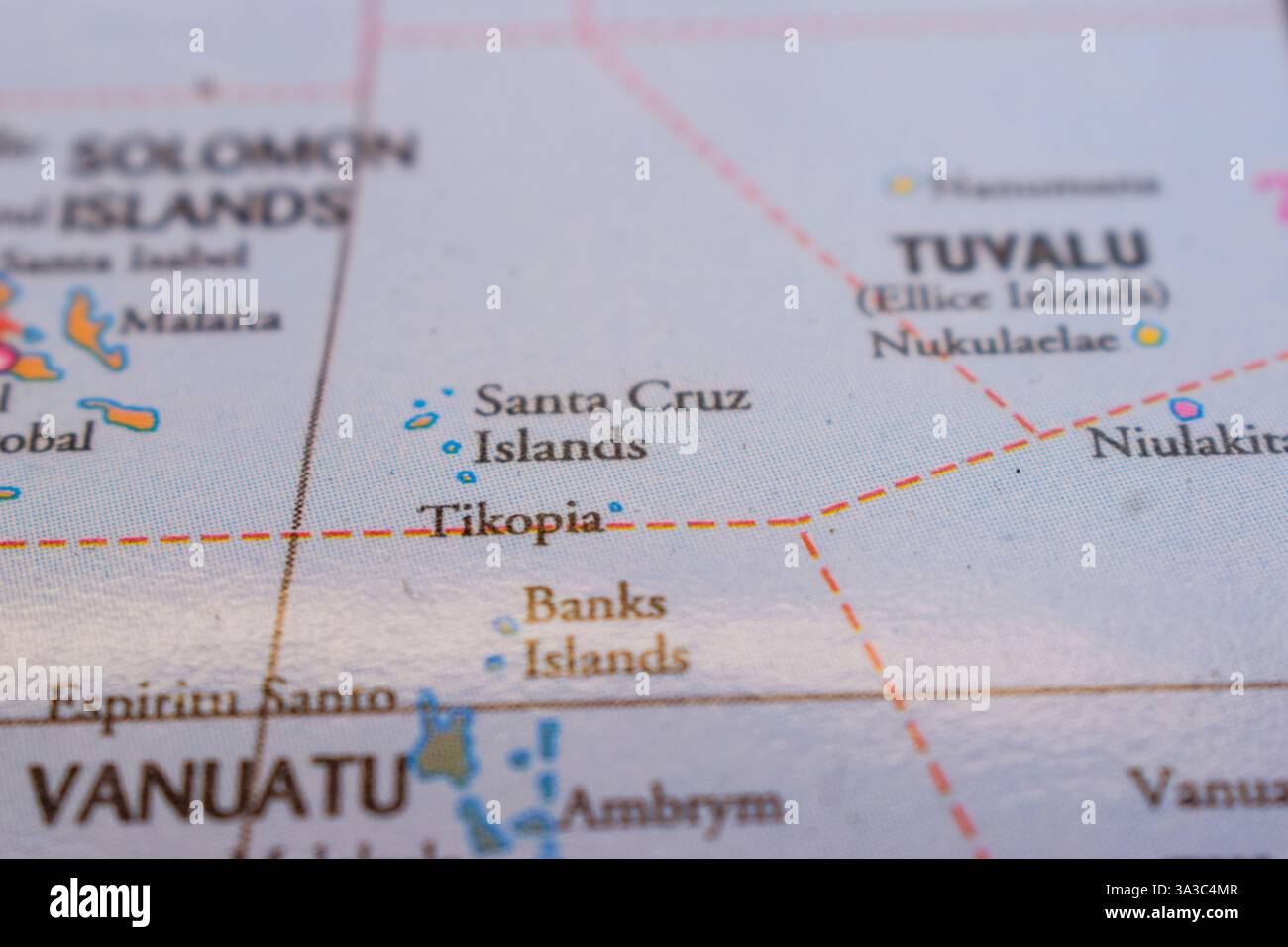 Tikopia On The World Map-Geo Political Map Stock Photo - Alamy