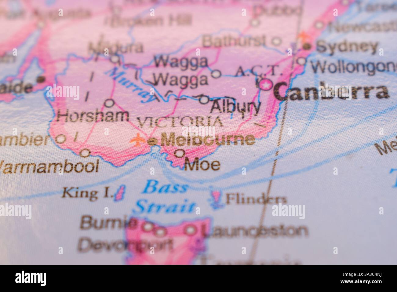 Victoria On The World Map-Geo Political Map Stock Photo - Alamy
