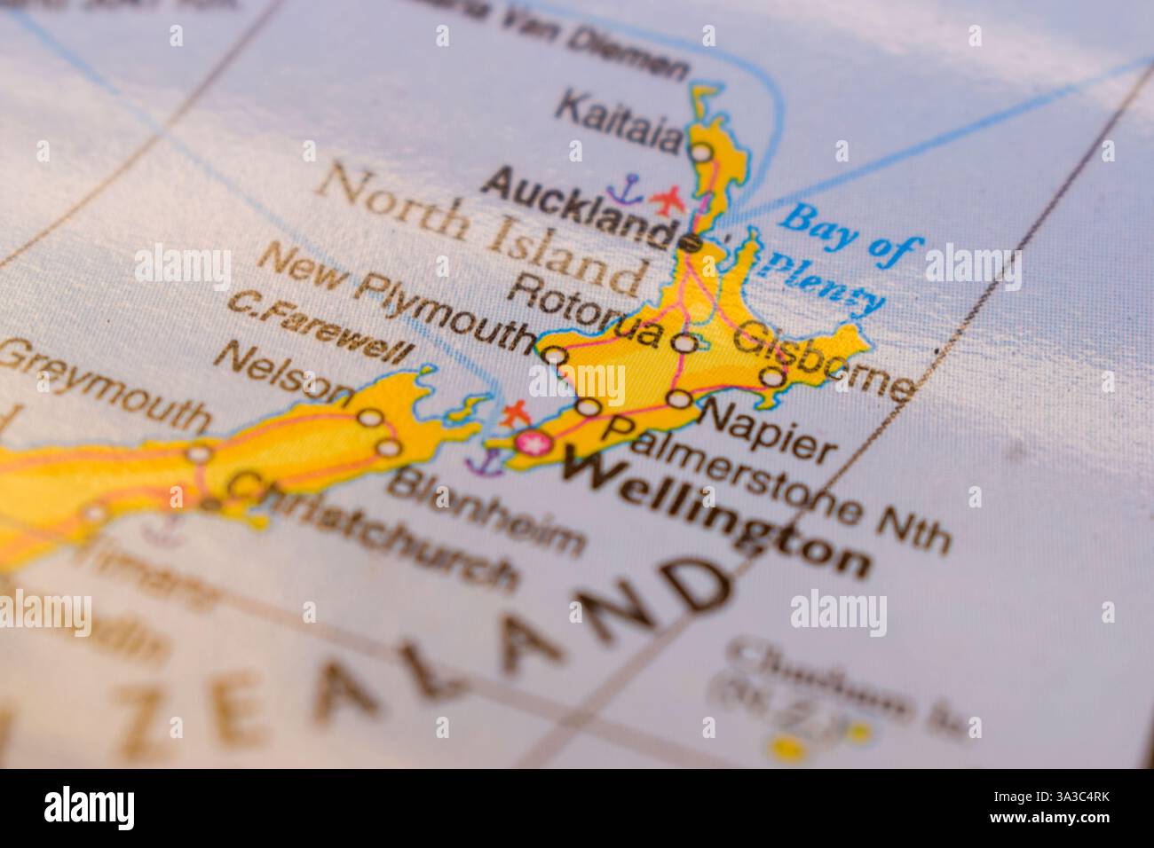 Rotorua On The World Map-Geo Political Map Stock Photo - Alamy