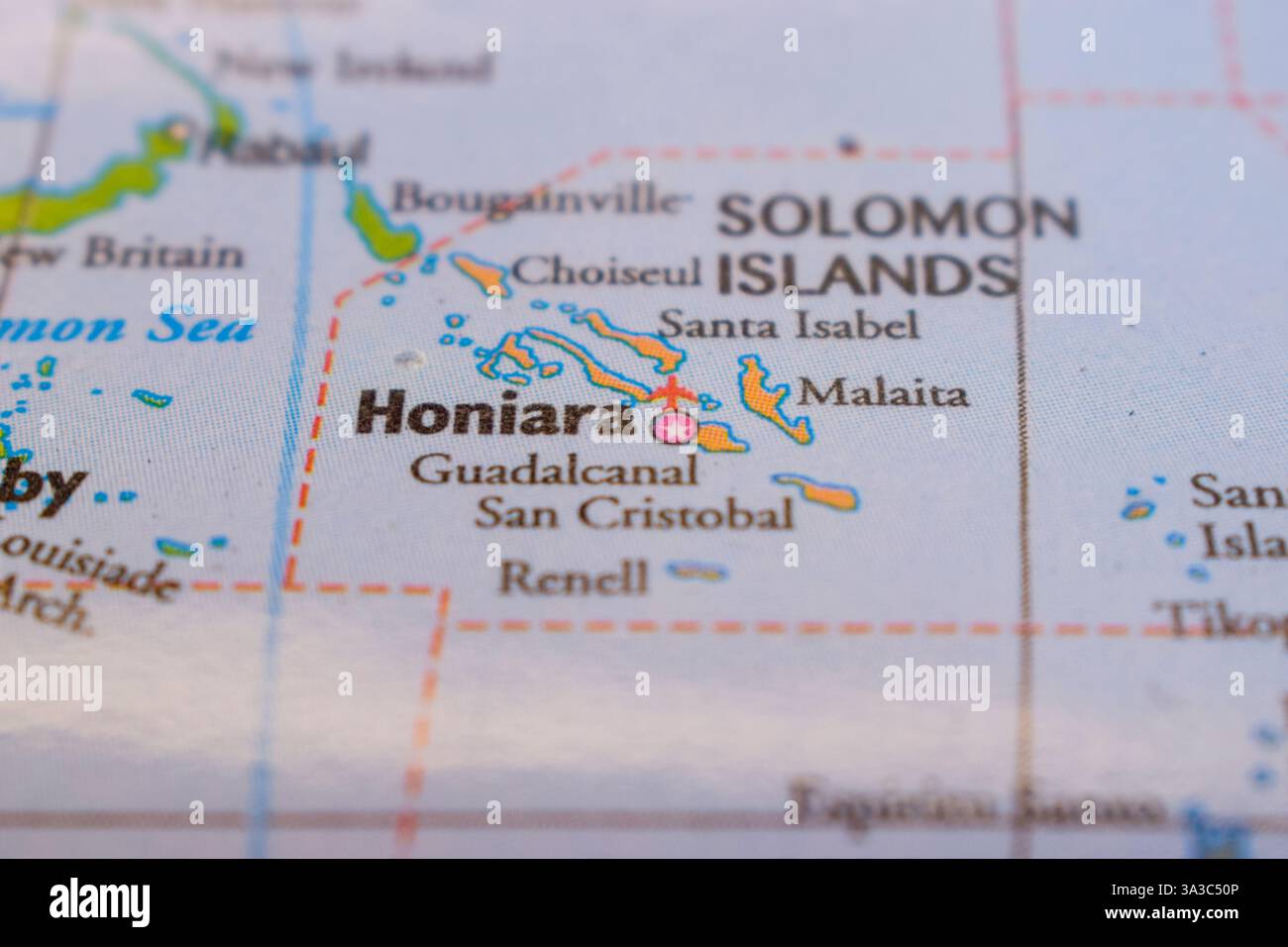Honiara On The World Map-Geo Political Map Stock Photo - Alamy