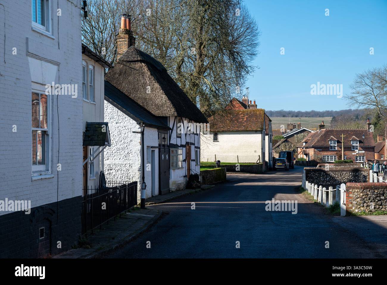Different styles of house in the village of East Meon, some with ...