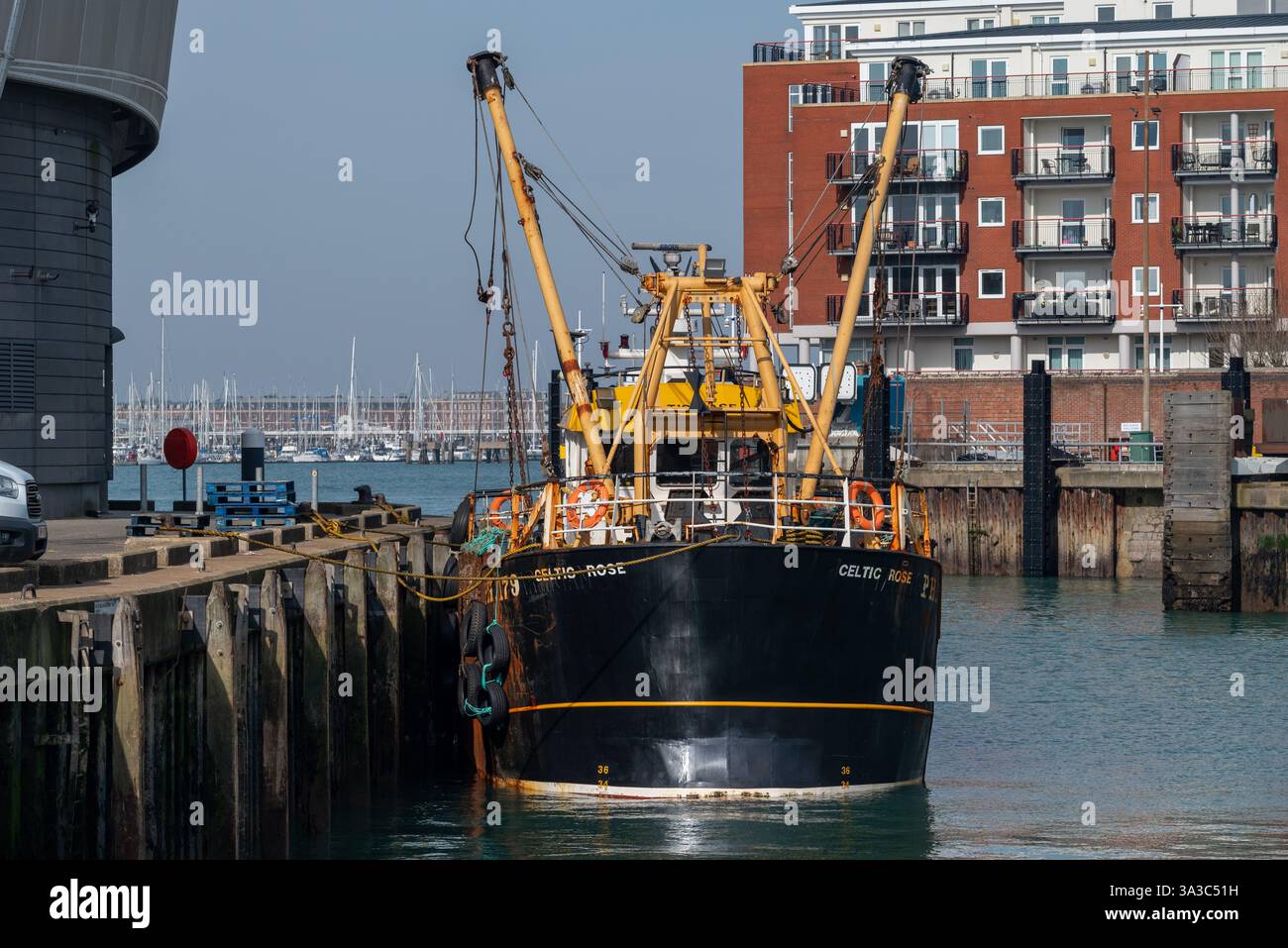 The fishing boat or trawler Celtic Rose moored at the Camber dock in ...