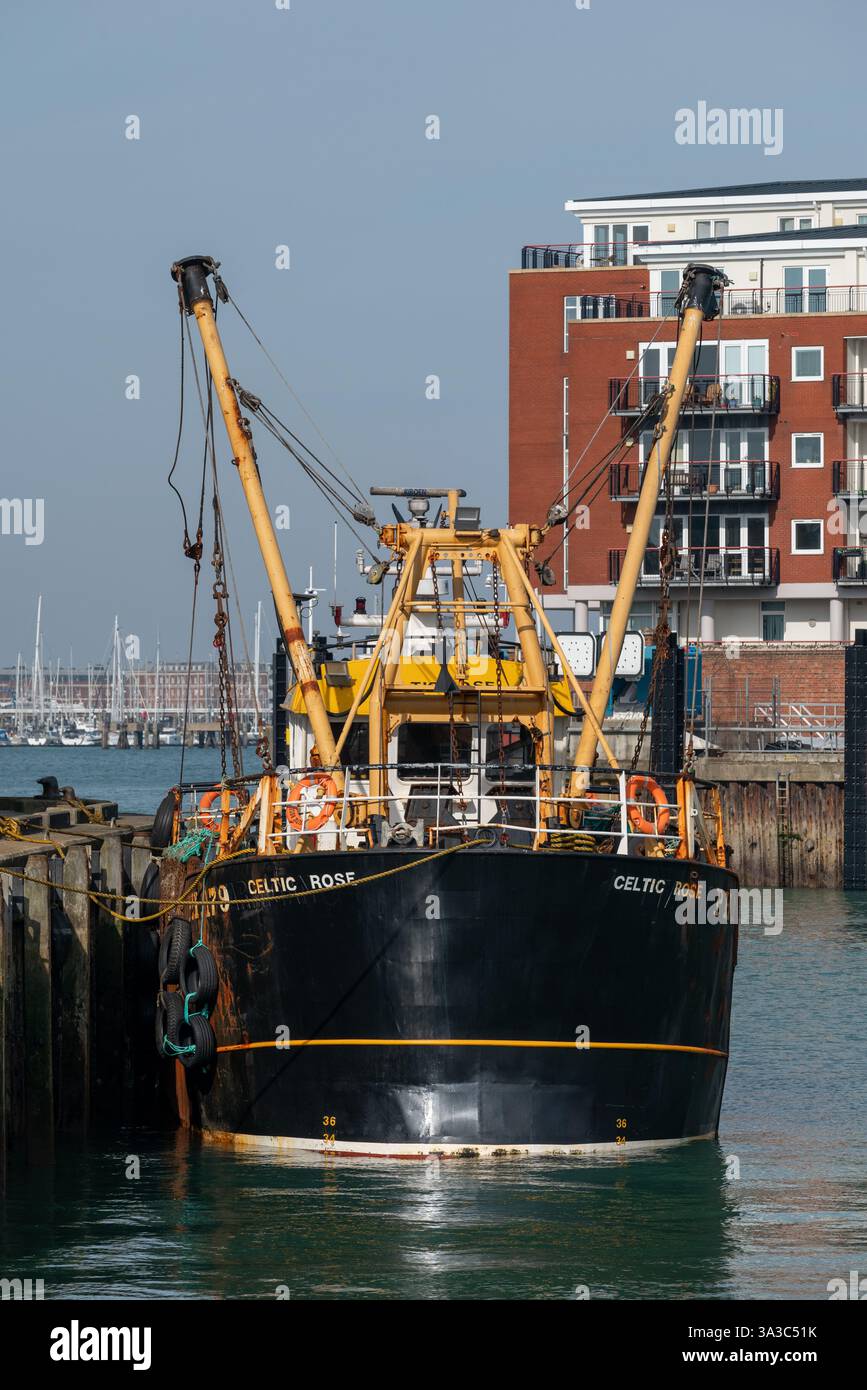 The fishing boat or trawler Celtic Rose moored at the Camber dock in ...