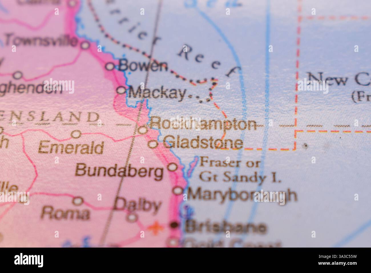 Rockhampton On The World Map-Geo Political Map Stock Photo - Alamy