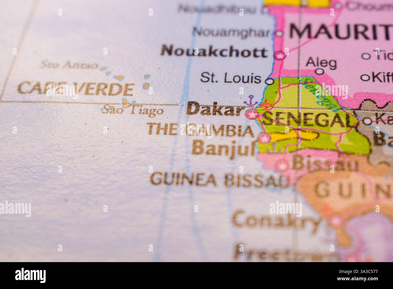 Dakar On The World Map-Geo Political Map Stock Photo - Alamy