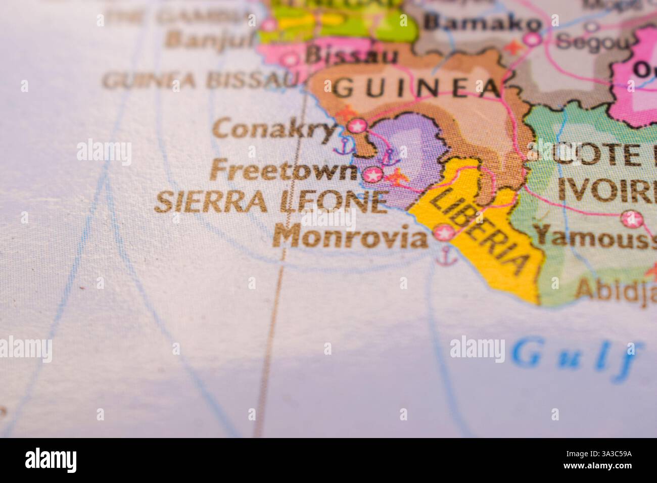 Sierra Leone On The World Map-Geo Political Map Stock Photo - Alamy