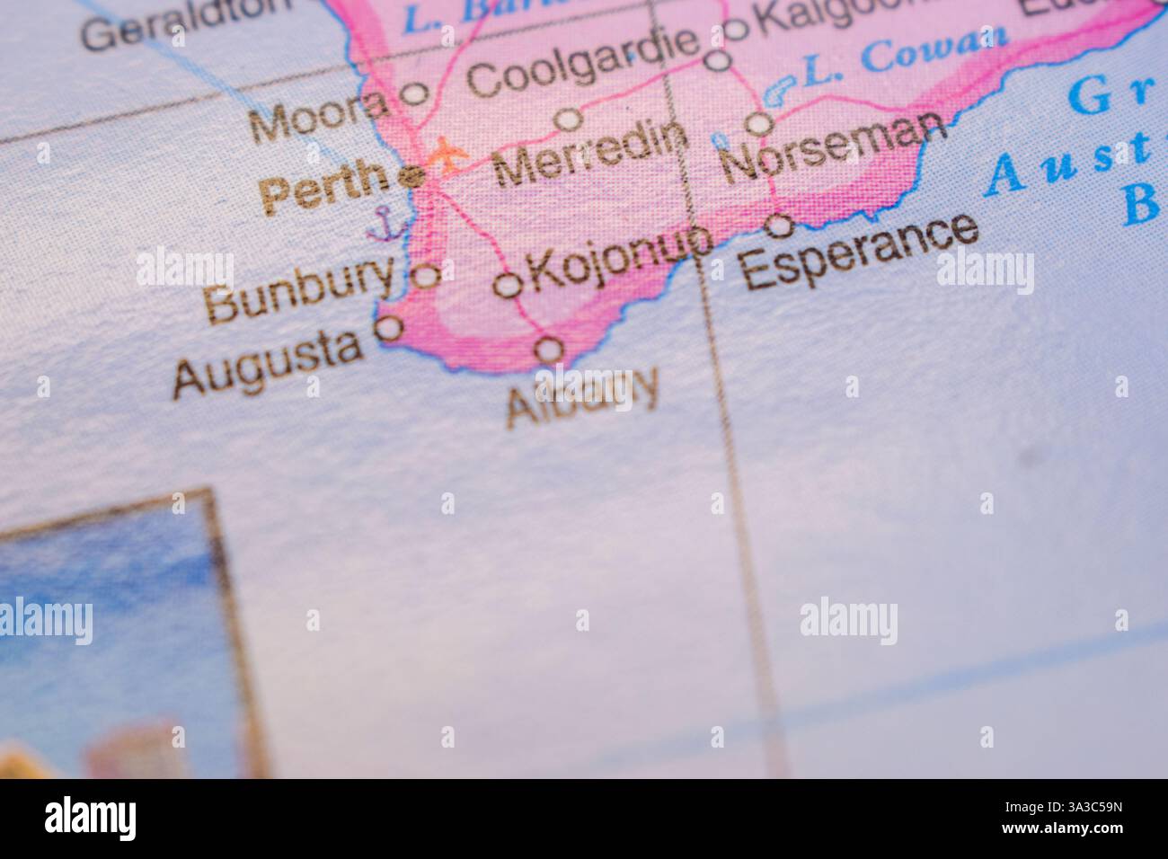 Merredin On The World Map-Geo Political Map Stock Photo - Alamy