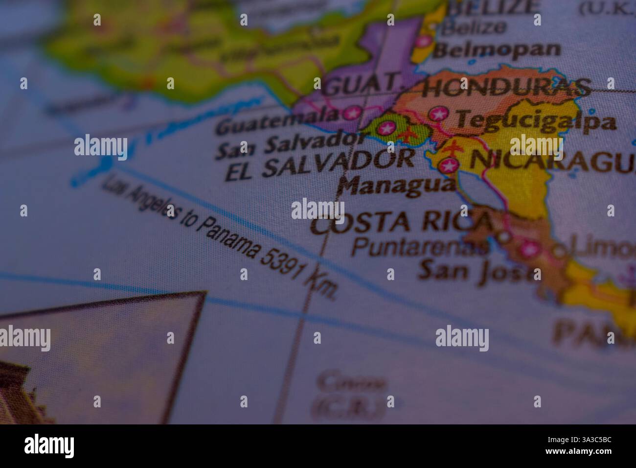 Managua On The World Map-Geo Political Map Stock Photo - Alamy