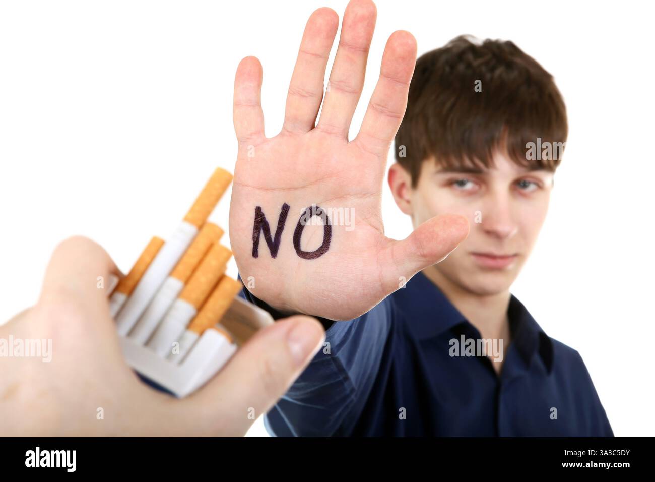 Teenager refuses Cigarettes Isolated on the White Background Stock ...